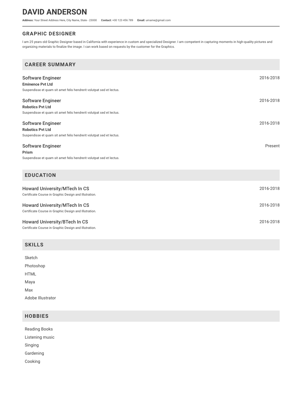 Auto Resume Builder - Free Online Resume Generator